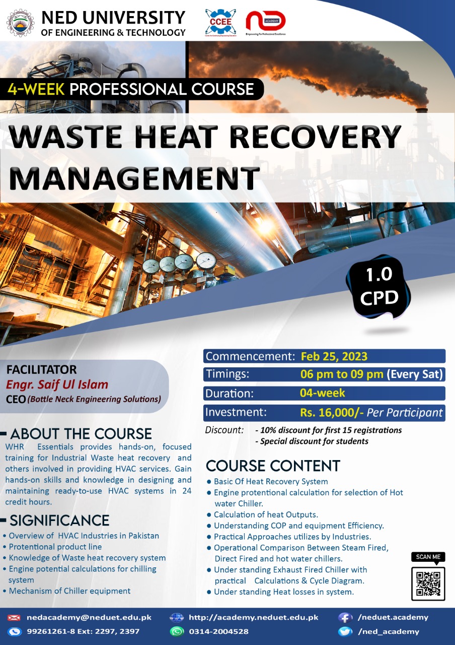 Waste Heat Recovery Management | NED Academy - CCEE | CMPP | PTMC